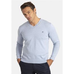 Strickpullover SIR RAYMOND TAILOR "Los Angeles", Herren, Gr. XXL, blau, 100% Baumwolle, unifarben, normal, V-Ausschnitt, Pullover, mit klassischem V-Ausschnitt