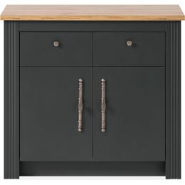 Unterschrank KOCHSTATION "KS-Westminster", grau (grau dunkel), B:100cm H:92cm T:60cm, Schr&auml;nke, Unterschrank, im romantischen Landhausstil, Breite 100 cm, exclusiv by Otto