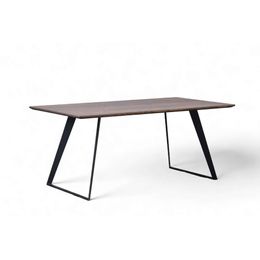 Esstisch Home Affaire "Talwiese Küchentisch, U-Form Metallgestell, Wildeiche massiv geölt", braun (braun, schwarz, braun), B:160cm H:76cm T:90cm, Tische, Baum Kante oder Schweizer Kante, erhältlich in 3 Größen und 2 Farben