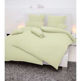 Bettwäsche Janine "PIANO 0125", grün (lind), B/L: 240cm x 220cm, 1 Stk., 2 Stk., Soft-Seersucker, B/L: 80cm x 80cm & 80cm x 80cm, 3 Stk., Soft-Seersucker, Obermaterial: 100% Baumwolle, Bettwäsche, mit Reißverschluss, 100% Baumwolle, mit toller Struktur, Premium
