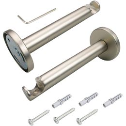 Träger Liedeco, silber (chromfarben, matt), L:12cm Ø:1,6cm, Gardinenstangenhalterungen, für Gardinenstangen Ø 16 mm