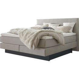 Boxspringbett Hasena "Denver", grau (grau, anthrazit), B:168cm L:210cm, Komplettbetten, Boxspringbett, Boxspringbett, Sockel, zwei Bettkästen inkl. gedämpftem Selbsteinzug