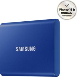 Samsung externe SSD "Portable SSD T7", blau (indigo blau), 2 TB, Schreibgeschwindigkeitmaximal 1000 MB/s Lesegeschwindigkeitmaximal 1050 MB/s, Festplatten