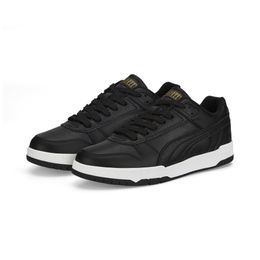 Sneaker Puma "RBD Game Low Sneakers Jungen", Kinder, Gr. 35,5, beige (schwarz team gold weiß beige), Obermaterial: Beschichtetes Leder, Synthetik; Futter: Textil; Innensohle: Textil; Laufsohle: Gummi, Schuhe
