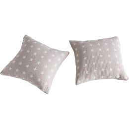 Kissenbez&uuml;ge my home "Yolanda Kissenh&uuml;lle im Sterne Design", beige, B:50cm L:50cm, Polycotton, Obermaterial: 50% Baumwolle, 50% Polyester, Kissenbez&uuml;ge, mit Steppung