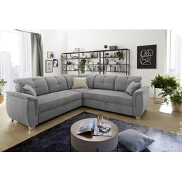 Jockenh&ouml;fer Ecksofa JOCKENH&Ouml;FER GRUPPE "Udine L-Form", grau, B:263cm T:100cm, Luxus-Microfaser in Lederoptik (100% Polyester);Kissen: 44% Polyethylem, 30% Polyacryl, 26% Polypropylen, Sofas, Ecksofa, 6 individuell, verstellbaren Kopfteilen, G&auml;stebett- und Relaxfunktion