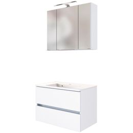Badmöbel-Set Welltime "Baabe", weiß, B:80cm, MDF, Kastenmöbel-Sets, Breite 80 cm, Softclose-Funktion