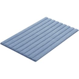 Badematte Kleine Wolke "Cord", blau (stahlblau), H:25mm, Polyacryl, Badematten, Badteppich, Streifen Design, Hoch-Tief Effekt