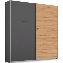 Schwebetürenschrank Rauch "AURELIO Kleiderschrank Garderobe TOPSELLER OTTO´s CHOICE", grau (graumetallic, eiche artisan), B:175cm T:59cm, Holzwerkstoff, Schränke, 3 verschiedene Ausstattungsvarianten Griffe aus Metall MADE IN GERMANY, Topseller