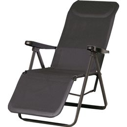 Gartenliege Best "Lugano", grau (anthrazit), Obermaterial: 50% Polyester, 50% Polyurethan, Gartenliegen, 4-Fach verstellbar, klappbar