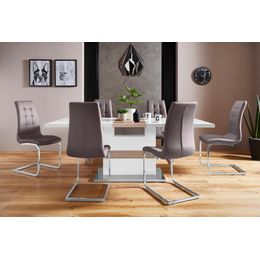 Essgruppe Inosign "Perez/Lola", weiß (weiß hochglanz, cappucino,), Sitzmöbel-Sets, mit 4 Stühlen, Tisch ausziehbar, Breite 160-200 cm