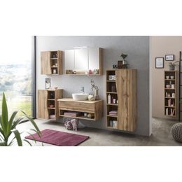Unterschrank Welltime "Stubach", braun (wotaneiche), B:60cm H:79cm T:35cm, MDF, Schränke, Bad-Unterschrank, Tür mit Baumkante