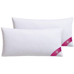 Federkissen Ribeco "Johanna Kopfkissen-Spar-Set: 40x80 cm, 80x80 cm erhältlich", weiß, B:80cm L:40cm, Bezug: 100% Baumwolle. Kopfkissen Füllung: 90% Entenfeder, 10% Entendaune, Kopfkissen, Kissen mit DOWNPASS zertifiziert und Made in Germany