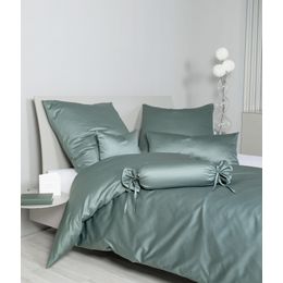 Bettwäsche Janine "Colors 31001", grün (salbeigrün), B/L: 240cm x 220cm, 1 Stk., 2 Stk., Mako-Satin, B/L: 80cm x 80cm, 3 Stk., Mako-Satin, Obermaterial: 100% Baumwolle, Bettwäsche, feinfädige uni Bettwäsche für alle Jahreszeiten, Markenreißverschluss