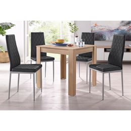 Essgruppe Inosign, braun (eichefarben sägerau, schwarz,), Sitzmöbel-Sets, mit Tisch in Eichefarben Sägerau, Breite 80 cm