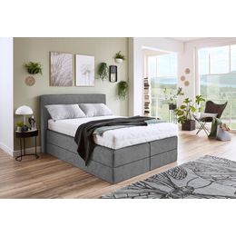 Boxspringbett, grau, B:155cm L:205cm, Microvelours (100% Polyester), Westfalia Schlafkomfort, Komplettbetten, Boxspringbett, wahlweise mit Kaltschaum-Topper, Topseller