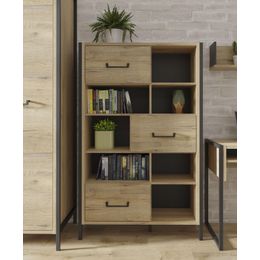 Mehrzweckregal FORTE, braun (bartex eiche, schwarz), B:94,1 H:151,5 T:41,5, Regale, Kinderregal Kinderschrank