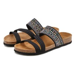 Pantolette Lascana "Mule, Sandale, offener Schuh, Sommerschuh", Damen, Gr. 37, schwarz, Obermaterial: 50% Synthetik, 50% Textilmaterial. Decksohle: 100% Rindsleder. Laufsohle: 100% Synthetik, Glitzer, Schuhe, mit Komfortkorkfußbett aus Leder und elastischen Riemen