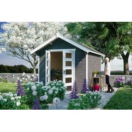Skan Holz Gartenhaus SKANHOLZ "Hengelo", grau (schiefergrau), Fußboden im Gartenhaus, Holzwerkstoff, Gartenhäuser