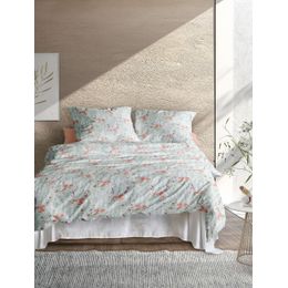Bettwäsche Irisette "Easy 8606", grün (salbei), B/L: 135cm x 200cm, 1 Stk., 1 Stk., Seersucker, B/L: 80cm x 80cm, 2 Stk., Seersucker, Obermaterial: 100% Baumwolle, Bettwäsche, pflegeleicht und bügelfrei