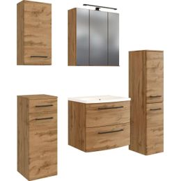 Badmöbel-Set Welltime "Chicago", braun (wotaneiche), B:120cm H:200cm T:47cm, MDF, Kastenmöbel-Sets