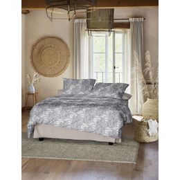 Bettwäsche Irisette "Lotus 8569", grau, B/L: 140cm x 200cm, 1 Stk., 1 Stk., Satin, B/L: 90cm x 70cm, 2 Stk., Satin, Obermaterial: 100% Baumwolle, Bettwäsche, atmungsaktiv