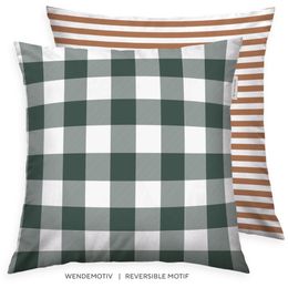Kissenbezüge Tom Tailor HOME "new bedroom, Classic Check, 40x40cm oder 40x80cm", rot (forest, rusty rot), B:40cm L:40cm, Flanell, Obermaterial: 100% Baumwolle, Kissenbezüge, Wendedesign mit Markenreißverschluss