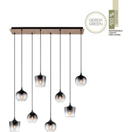 JUST LIGHT Pendelleuchte "GREEN ZEA", braun (holz, natur), 8, H: 65cm, 1 Stk., Leuchten