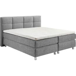 Boxspringbett, grau, B:215cm L:210cm, Bezug: 100% Polyester;Polsterung: 100% Polyester, Westfalia Schlafkomfort, Komplettbetten, Boxspringbett, wahlweise mit Kaltschaum-Topper
