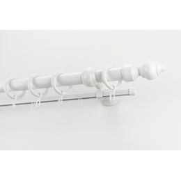 Gardinenstange Garesa "STANDARD", wei&szlig;, L:190cm &Oslash;:28mm, Kunststoff, Stahl, Gardinenstangen, Vorhanggarnitur, Kunststoff, verl&auml;ngerbar, mit Ringe/2 Lauf Gleiter