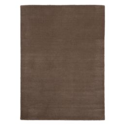 Wollteppich CarpetFine "Gabbeh Lola Uni", grau (taupe), B:160cm H:14mm L:230cm, Wolle, Teppiche, mit natürlichem Pflanzenmaterial von Hand gewebt, auch in Rund