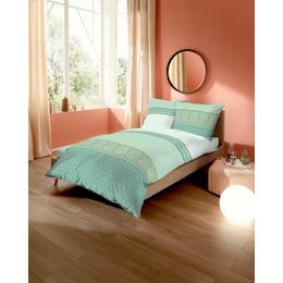 Bettwäsche Kaeppel "Majestic", grün (jade), B/L: 155cm x 220cm, 1 Stk., 1 Stk., Mako-Satin, B/L: 80cm x 80cm, 2 Stk., Mako-Satin, Obermaterial: 100% Baumwolle, Bettwäsche