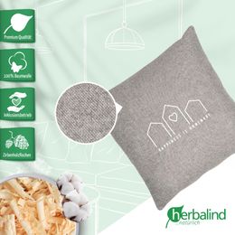 Zirbenkissen Herbalind "Happiness is Homemade - Flanell in grau 30x30 mit Reißverschluss", beige, B:30cm H:7cm L:30cm, Flanell, Funktionskissen, 100% Baumwolle mit Zirbe Füllung - Handmade in Germany