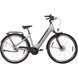 E-Bike SAXONETTE "SAXONETTE Comfort Plus 5.0 E-Bike Damen 28 Zoll" Gr. 45, schwarz (silber, schwarz), Elektrofahrräder, 45cm, 28 Zoll (71,12cm), (mit integr. Akku), Elektrofahrrad für Alltag und Einkauf