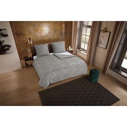 Bettwäsche "Zigzag", grau (taupe), B/L: 200cm x 200cm, 2 Stk., 1 Stk., Microfaser, B/L: 80cm x 80cm & 80cm x 80cm, 3 Stk., Microfaser, Obermaterial: 100% Polyester, PURE LUXURY COLLECTION, Bettwäsche, Mikrofaser, 135x200, 2 Teilig, Pflegeleicht, Reißverschluss, Luxe, Uni