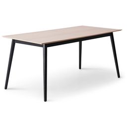 Esstisch HAMMEL FURNITURE "Meza Designtisch mit Auszugsfunktion und 2 Einlegeplatten", beige (natur, natur, natur), B:165cm H:74cm T:90cm, Tischplatte: Weißpigmentiertes, matt lackiertes Eichenfurnier (natürliche MDF-Kante). Gestell: Massive schwarz gebeizte Esche., Tische, rechteckige Tischplatte MDF, Esche Massivholzgestell