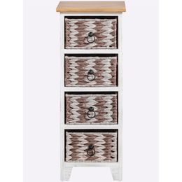 Kommode HEINE HOME, weiß, B:30cm H:75,5cm T:30cm, Geflecht Seegras, Massivholz, Papier, Sideboards, Bad-Kommode Schubladenkommode