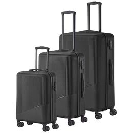 Trolleyset Travelite "BALI 4w L/M/S", schwarz, ABS, unifarben, Koffer-Sets, Kofferset Reisegepäck Reisekoffer Hartschallenkoffer TSA Schloss