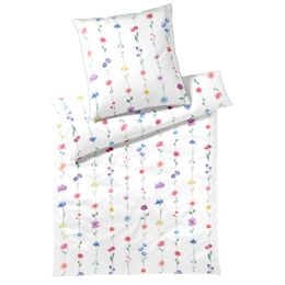 Bettwäsche Elegante "Flower Show", weiß, B/L: 135cm x 200cm, 1 Stk., 1 Stk., Satin, B/L: 80cm x 80cm, 2 Stk., Satin, Obermaterial: 50% Baumwolle, 50% Viskose, Bettwäsche, angenehmes Hautgefühl