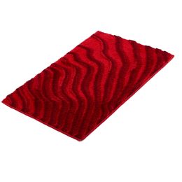 Badematte Kleine Wolke "Terrace", rot (rubin), H:23mm, Polyacryl, Badematten, Badteppich, modernes Wellen Design, Hoch-Tief Effekt