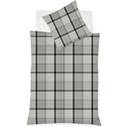 Bettwäsche Fleuresse "Lech 4385", grau, B/L: 155cm x 220cm, 1 Stk., 1 Stk., Flanell, B/L: 80cm x 80cm, 2 Stk., Flanell, Obermaterial: 100% Baumwolle, Bettwäsche, Edelflanell, Baumwolle, in Gr. 135x200, 155x220, 200x200cm