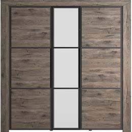 Kleiderschrank GAMI "Kleiderschrank 3 Türen, Kinderkleiderschrank", braun (eiche braun), B:222cm H:225cm T:58cm, Spanplatte, Schränke, Kinderkleiderschrank Kinderschrank, In 2 Farben erhältlich