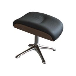 Fu&szlig;hocker FLEXLUX "Clement", schwarz (deep schwarz), Hocker, B/H/T: 44cm x 40cm x 35cm, Echtleder, 100% Echteder, Lederoptik, Fu&szlig;hocker, f&uuml;r Beinauflage zur besseren Entspannung, Walnuss, Fu&szlig; Alu, B:44cm H:40cm T:35cm