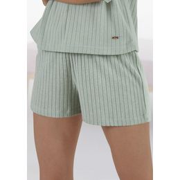 Relaxshorts s.Oliver, Damen, Gr. 32/34, N-Gr, grün (mint), Rippware, Obermaterial: 64% Polyester, 32% Viskose, 4% Elasthan, unifarben, relaxed fit kurz, Hosen, aus beständigem Rippstrick, Loungeanzug