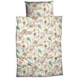 Bettwäsche CASATEX "Clarissa", bunt (ecru, multicolor), B/L: 135cm x 200cm, 1 Stk., 1 Stk., Satin, B/L: 80cm x 80cm, 2 Stk., Satin, Obermaterial: 100% Baumwolle, Bettwäsche, frische Farben, verspieltes Design