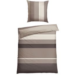 Bettwäsche Schiesser "Endy Stripes aus weicher Baumwolle mit großen und kleinen Streifen", grau, B/L: 135cm x 200cm, 1 Stk., 1 Stk., Renforcé, B/L: 80cm x 80cm, 2 Stk., Renforcé, Obermaterial: 100% Baumwolle, Bettwäsche, Made in Green