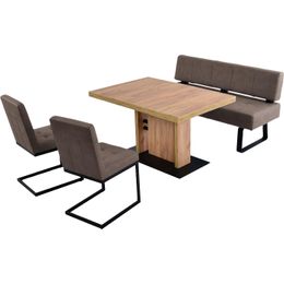 K+w Komfort & Wohnen Polsterbank K+W KOMFORT & WOHNEN "Spider II", braun (coffee 78, schwarz), B:160cm H:88cm T:67cm, Sitzbänke, Sitzsteppung, bequem durch Sandwichbauweise, Metallkufe in schwarz