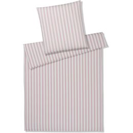 Bettwäsche Elegante "Lido", beige (puder), B/L: 155cm x 220cm, 1 Stk., 1 Stk., Perkal, B/L: 80cm x 80cm, 2 Stk., Perkal, Obermaterial: 100% Baumwolle, Bettwäsche, angenehmes Hautgefühl