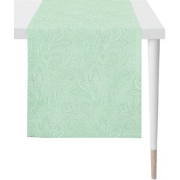 Tischläufer Apelt "3313 Uni-Basic", blau (türkis), B:48cm L:140cm, Polyester, Viskose, Tischdecken, Jacquardgewebe