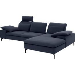 Ecksofa W.Schillig "valentinoo, Designsofa, bequem, elegant und zeitlos, L-Form", blau (blau z59), B:299cm H:83cm T:178cm, Longlife Xtra-Leder Z59: Glattleder mit modischer Pr&auml;gung. Hautst&auml;rke 0, 9 - 1, 1 mm, Sofas, Ecksofa, inklusive Hocker, mit Sitztiefenverstellung, Breite 299 cm